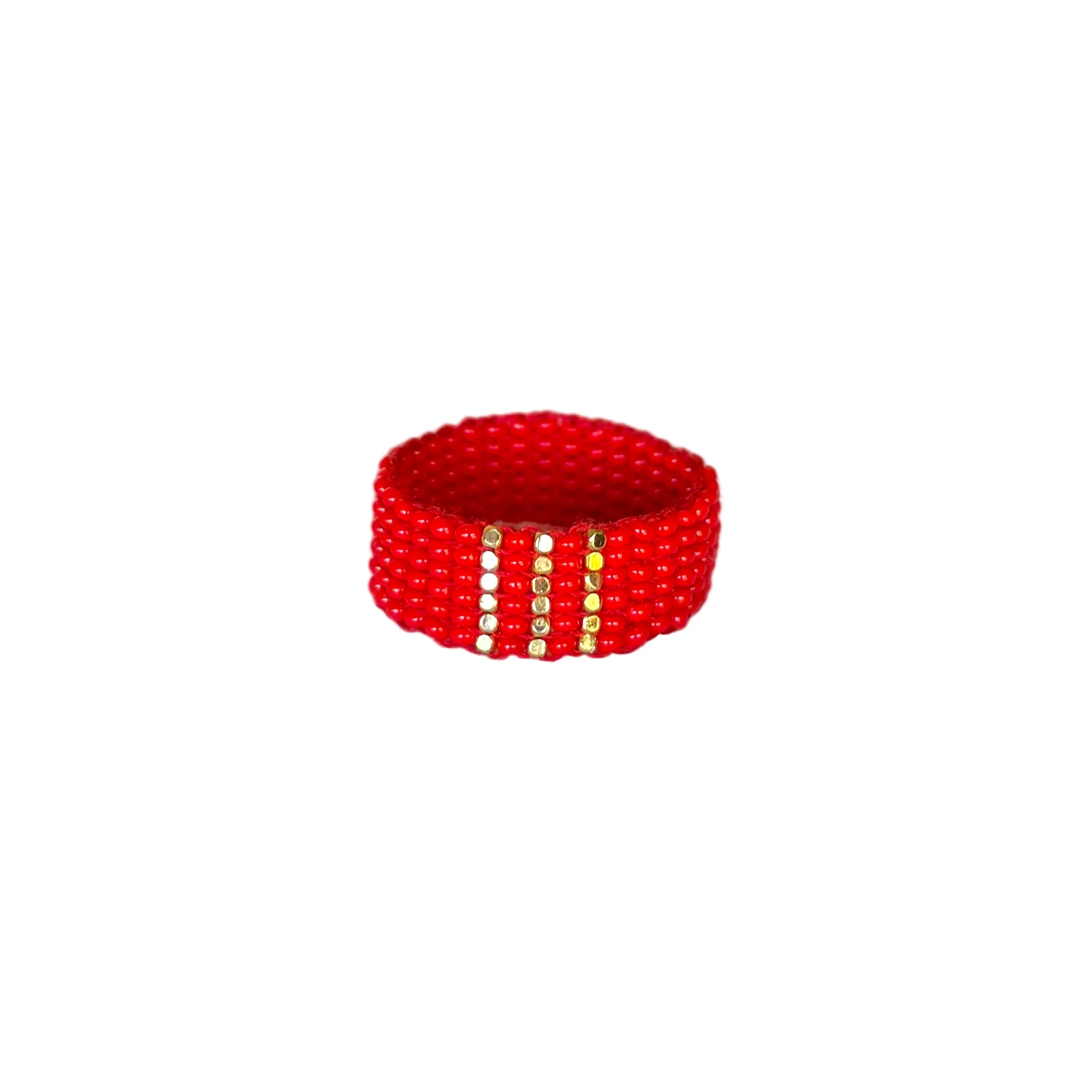 Red with Gold-Plated Three Stripes Ring (RIN12101) – Kioni